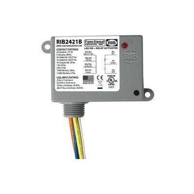 RIB2421B (Functional Devices) | Enclosed Relay 20Amp SPDT 24Vac/dc/120